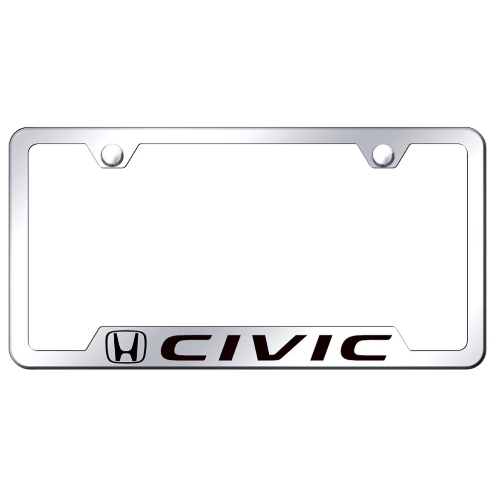 Honda Civic License Plate Frame - Laser Etched Cut-Out Frame - Stainle ...